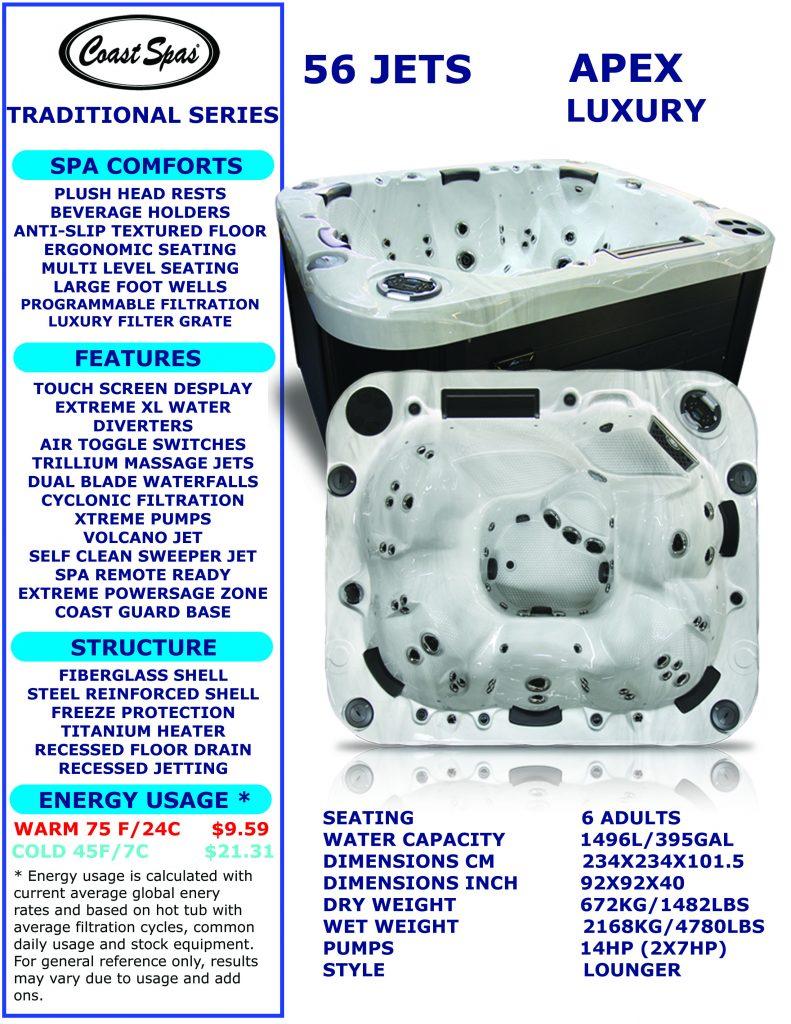 Apex Luxury 56 Spec Sheet | MP Paradise Pools