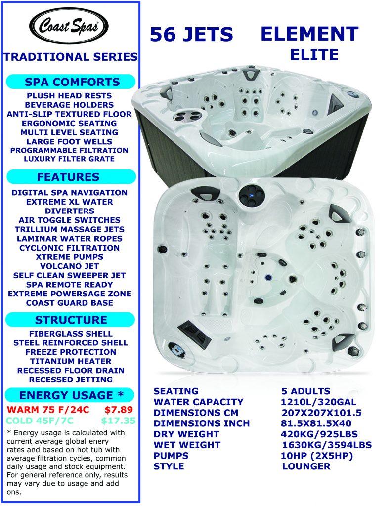 Element Elite 56 Spec Sheet | MP Paradise Pools