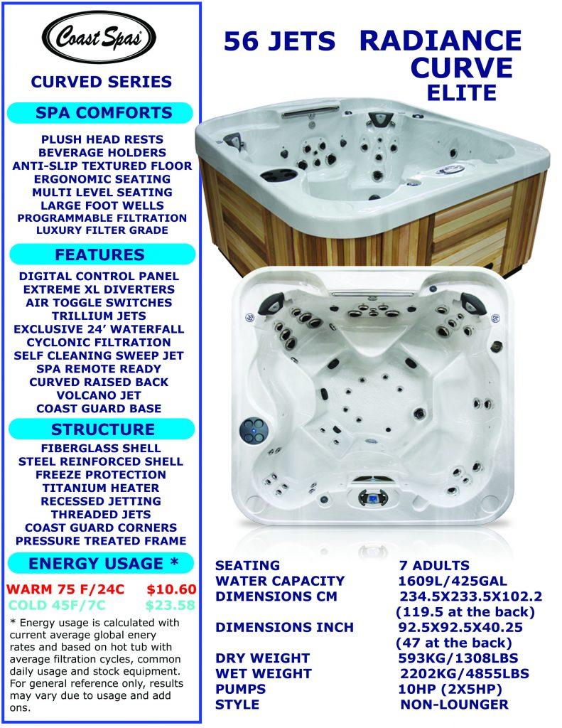 Radiance Elite Curve Spec Sheet | MP Paradise Pools