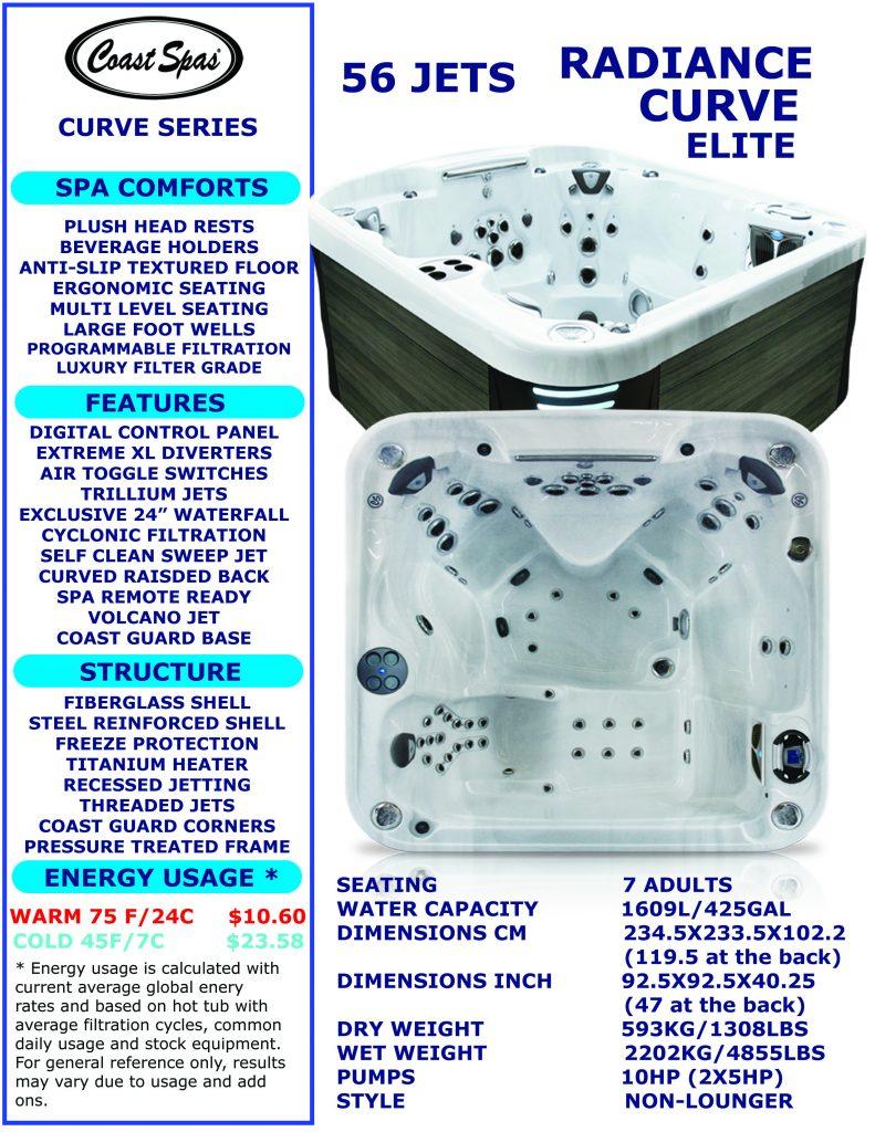 Radiance Elite Curve Spec Sheet | MP Paradise Pools