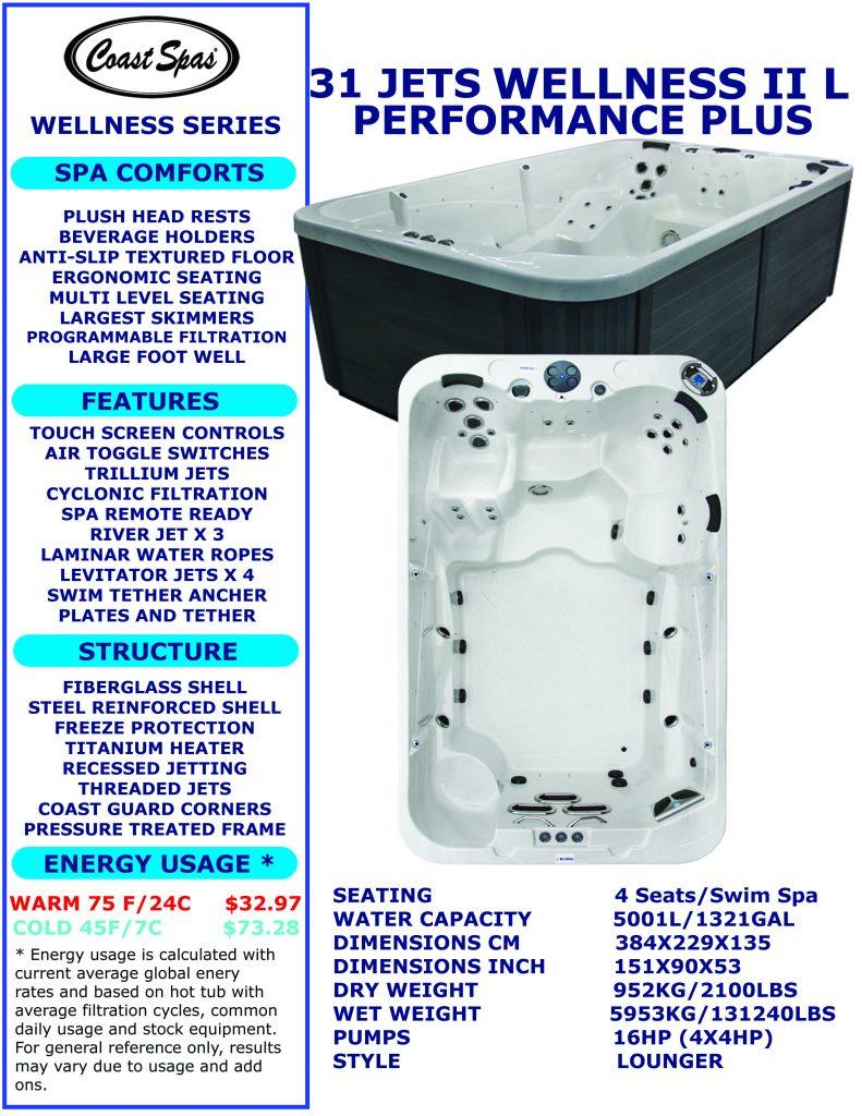 Wellness II L Performance Plus Spec Sheet | MP Paradise Pools